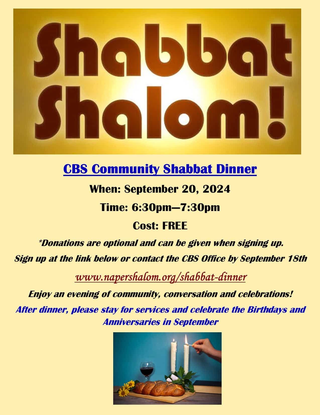 Shabbat Dinner - Congregation Beth Shalom